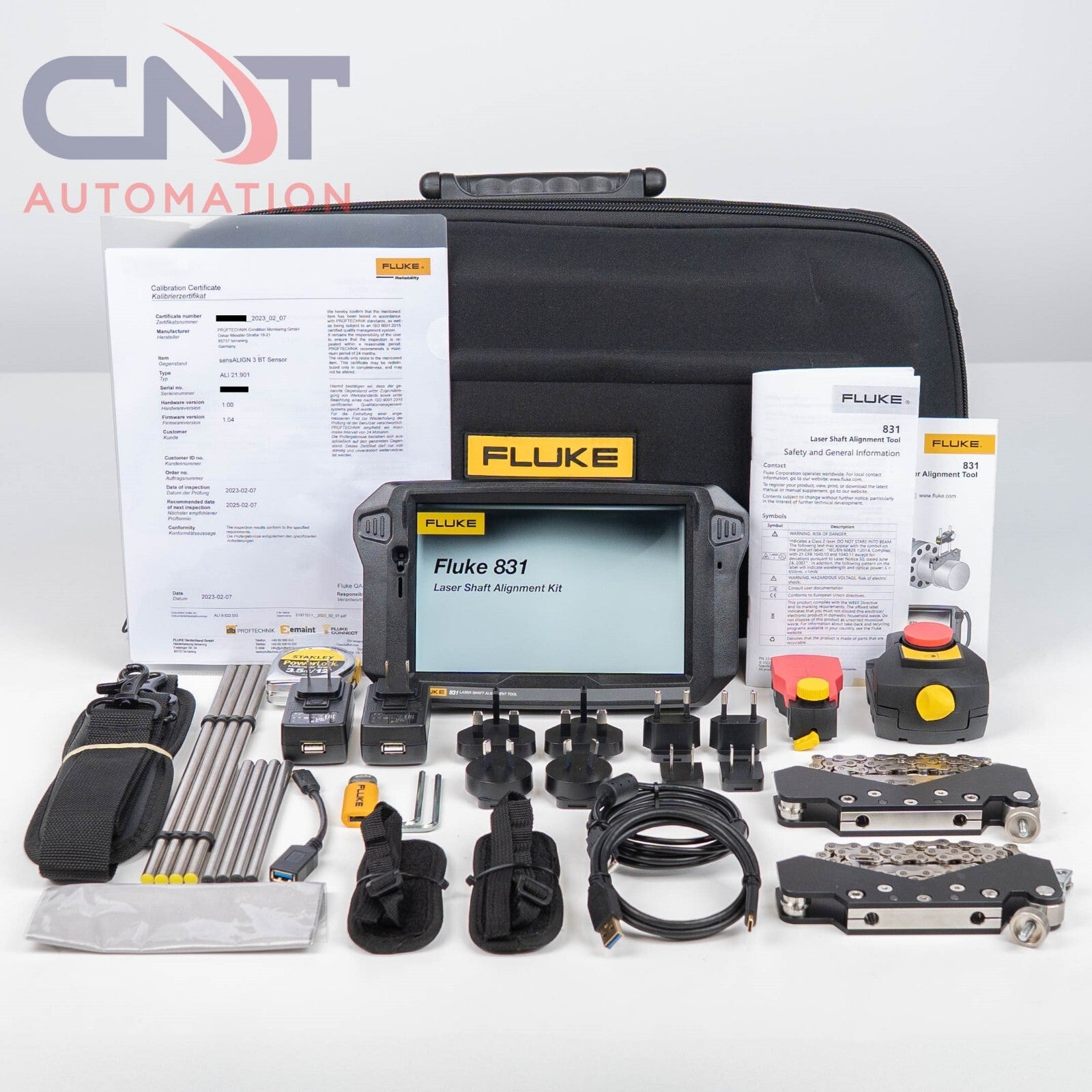 Fluke 831 Laser Shaft Alignment Tool with Fluke Reflector Prism and Se